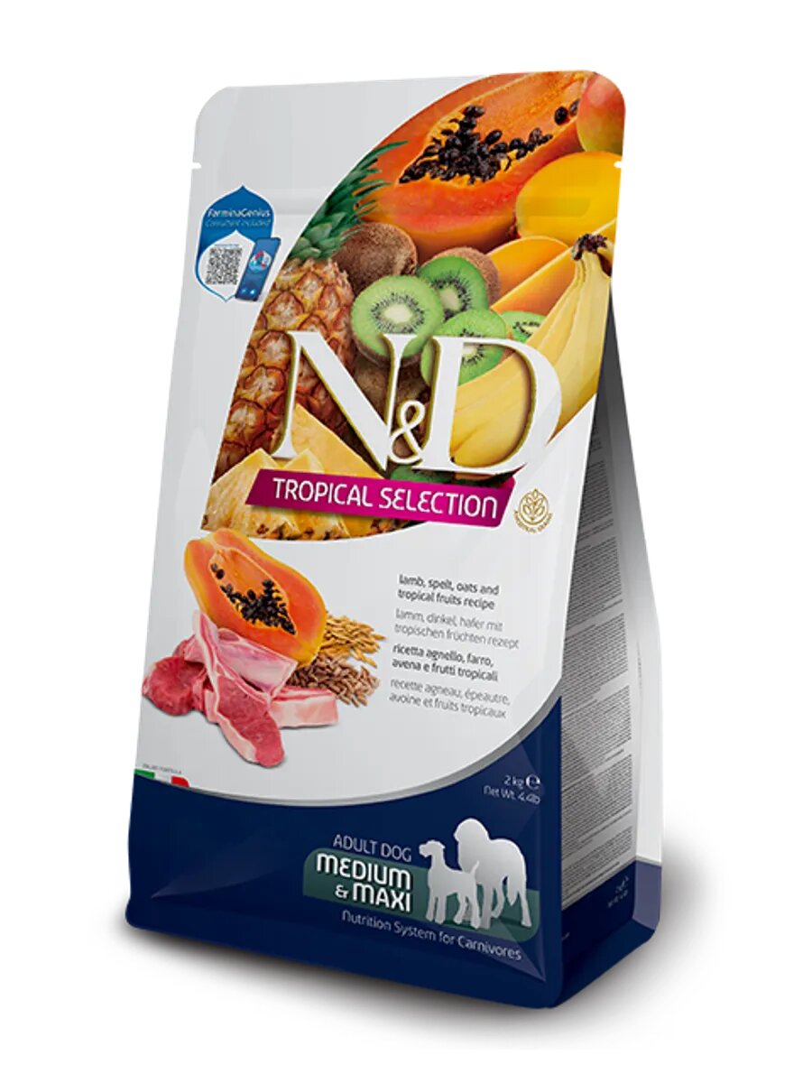 Сухой корм Farmina N&D Tropical Selection (Фармина) для взрослых собак средних и крупных пород с ягненком, 2 кг