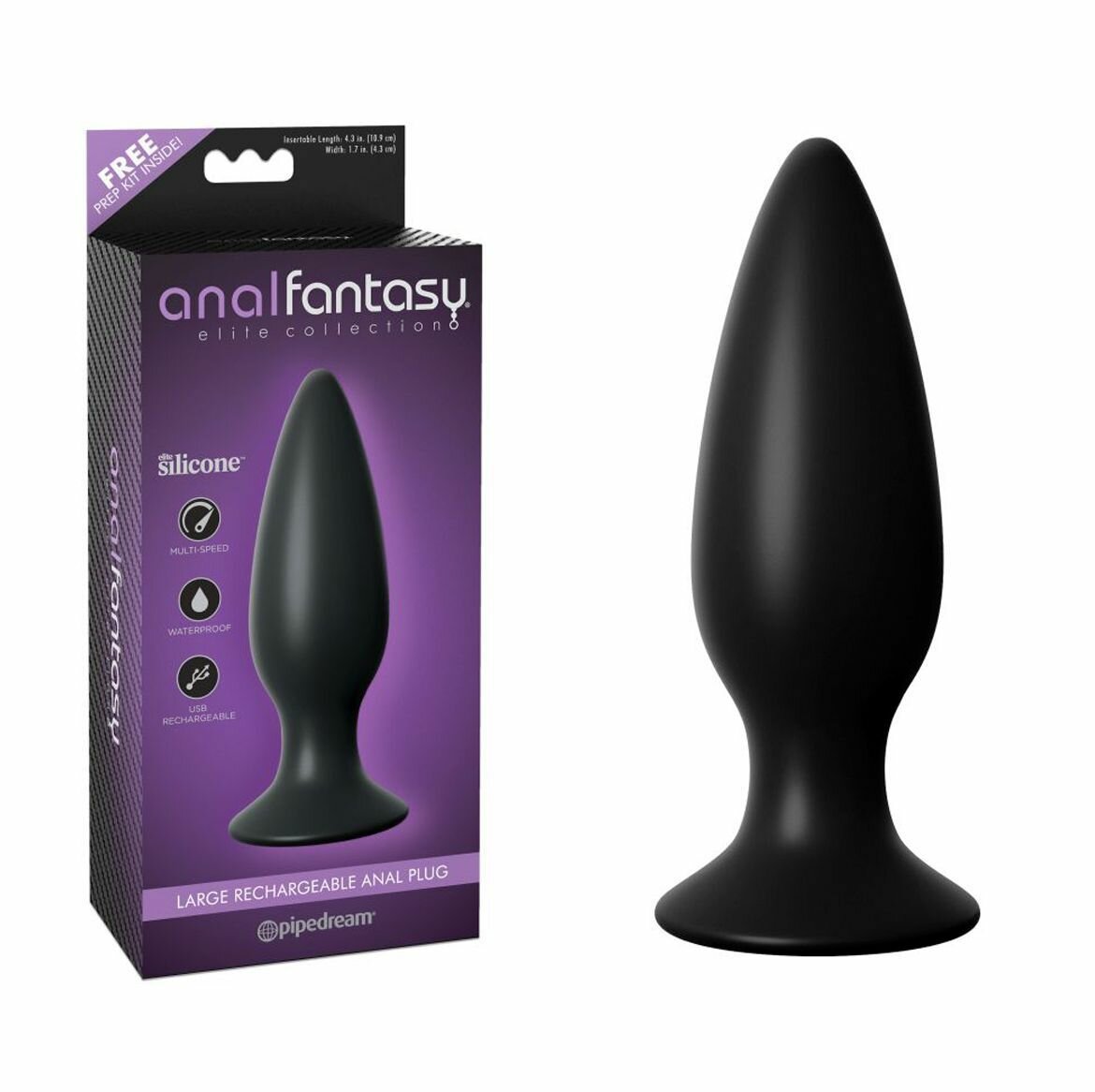 Анальная вибропробка большая серии Anal Fantasy Elite Small Rechargeable Plug (12 см х 4.3см)
