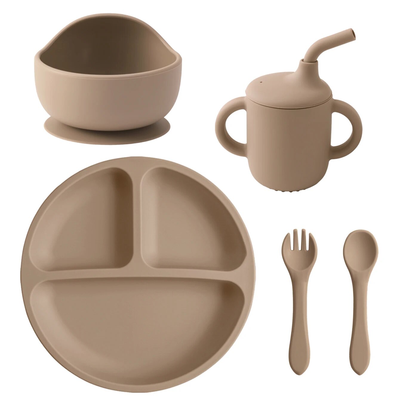 Силиконовый набор для кормления малышей XB20062302 Бежевый, 59-Taupe