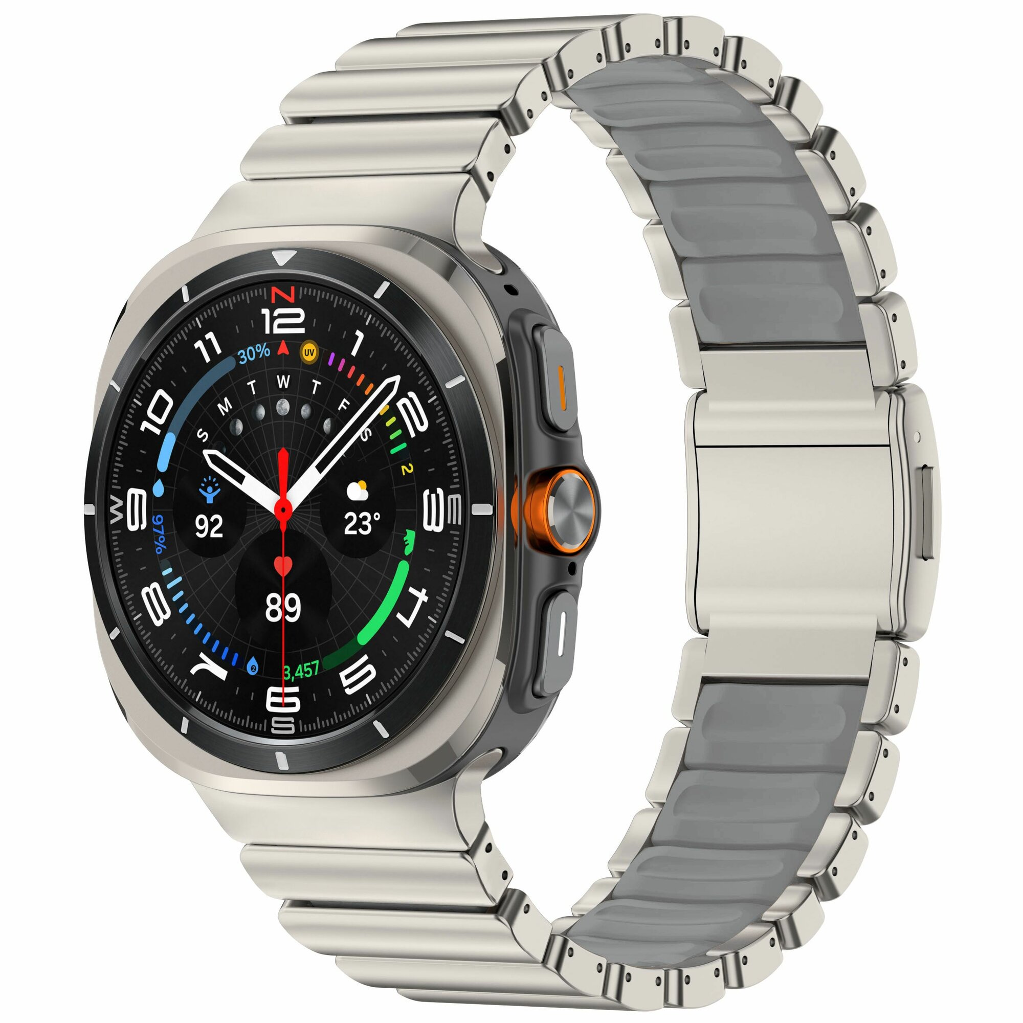 Ремешок для Samsung Galaxy Watch Ultra / Ultra 2025 47mm, из титана и силикона, магнитная застежка, спортивный, премиум качество