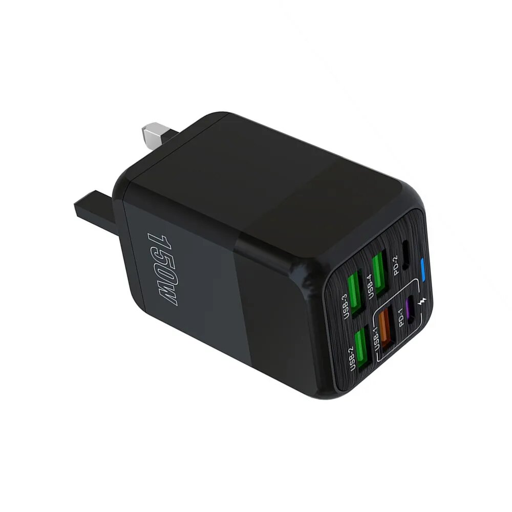 150 Вт 6-портовые зарядные устройства USB C 2PD QC30 Адаптер для быстрой зарядки телефона