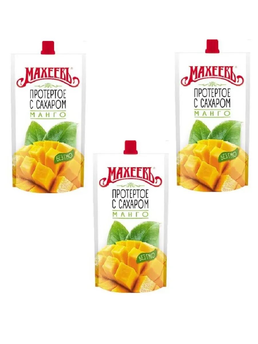 МахеевЪ Манго протертое с сахаром, 300г, 3 уп