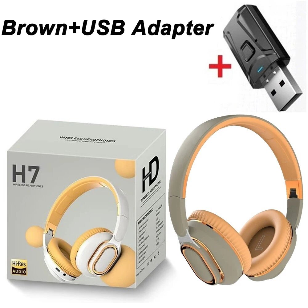 Беспроводные наушники VAORLO H7 Brown с адаптером USB