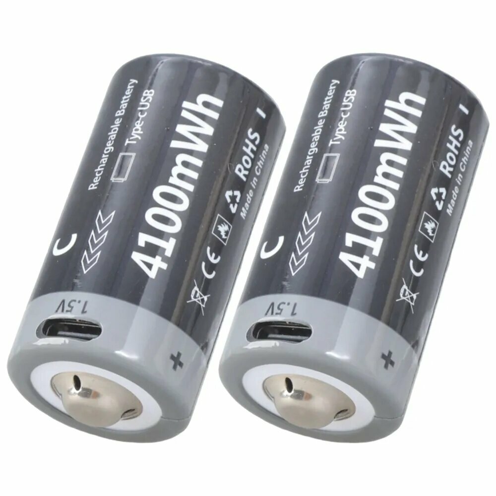 Литиевые аккумуляторы c USB-C быстрой зарядкой на 2 часа, более 1000 аккумуляторов