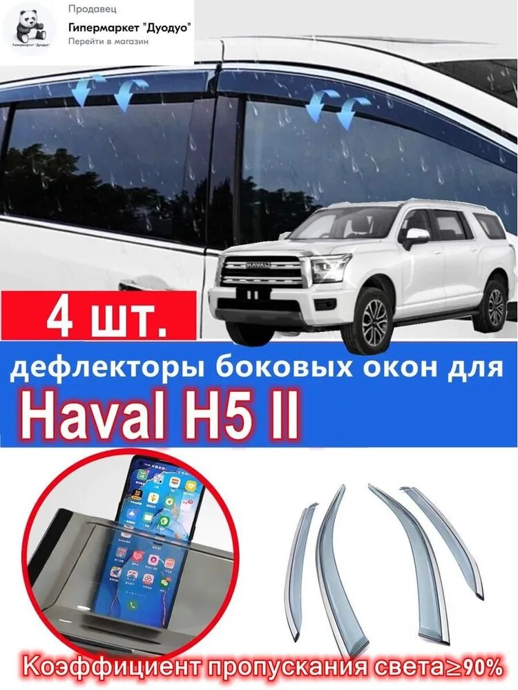 Дефлекторы боковых окон для Haval H5 II (4 шт.) из ABS пластика