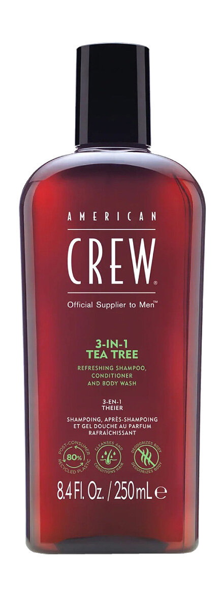 AMERICAN CREW Шампунь, кондиционер и гель для душа 3 в 1 Чайное Дерево, 250 мл