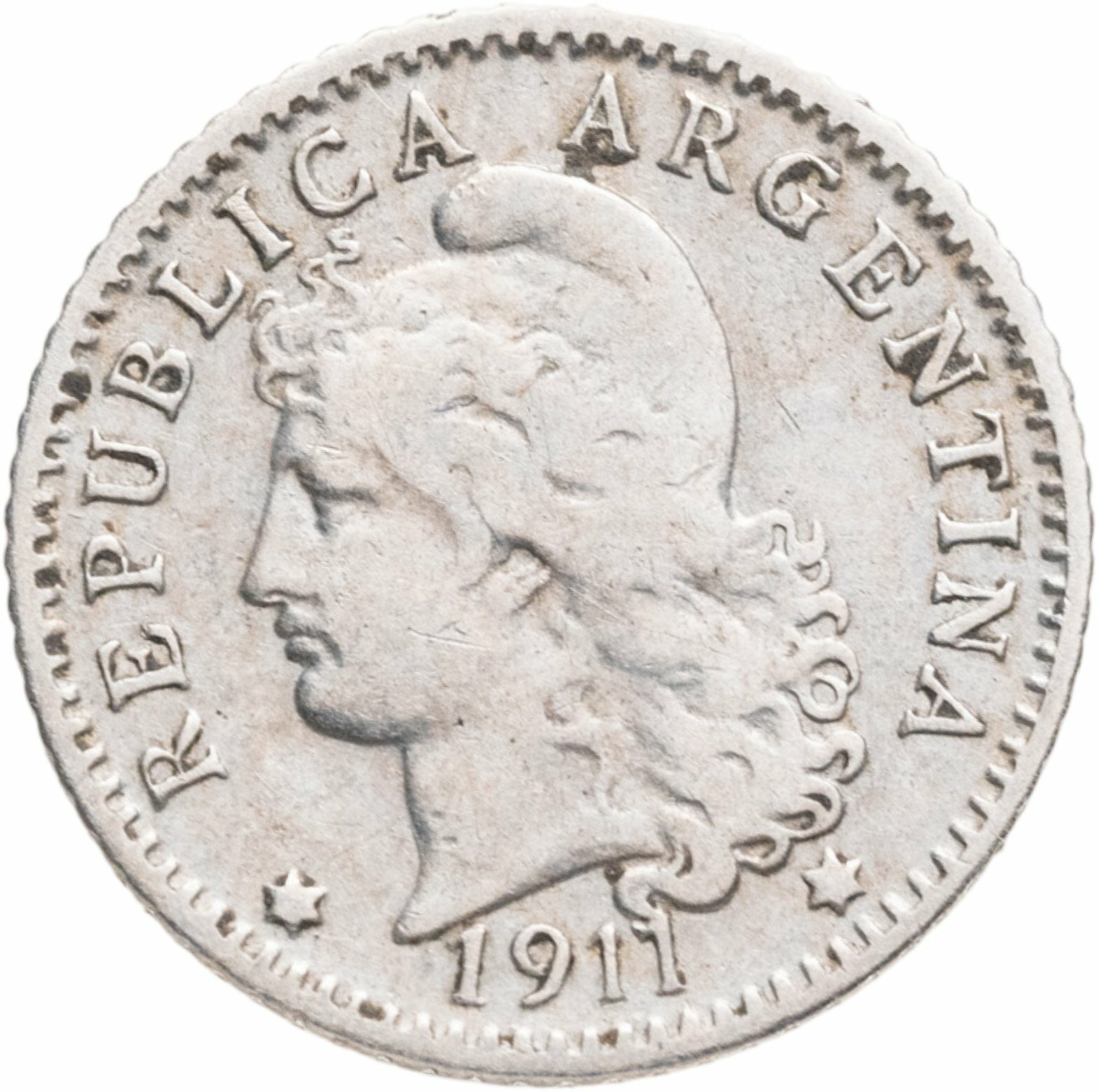 Аргентина 5 сентаво centavos 1911, Мельхиор медь-никель, в сохранности VF