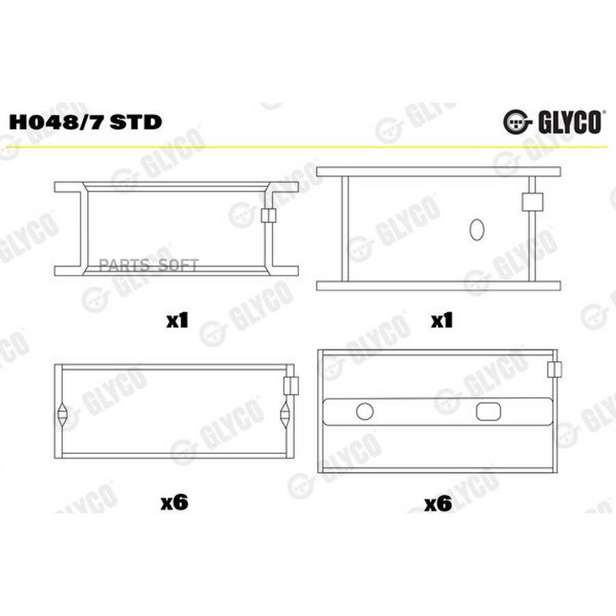 GLYCO H0487STD вкладыши коренные к-т !6цил с упорными \MB дв. OM366/A/LA/356/357