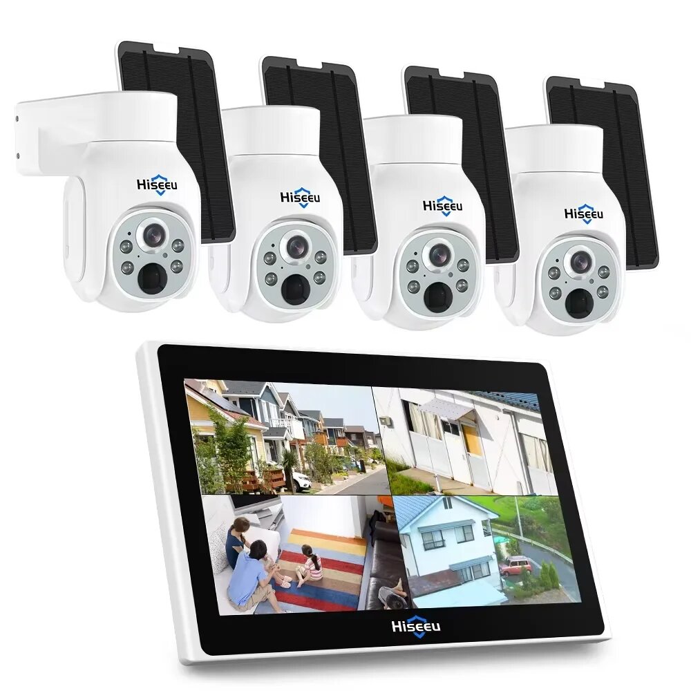 Комплект камер видеонаблюдения Hiseeu 10CH NVR CCTV 4MP WiFi PTZ Соляная IP-камера Система безопасности Kit P2P Наружная беспроводная система наблюдения