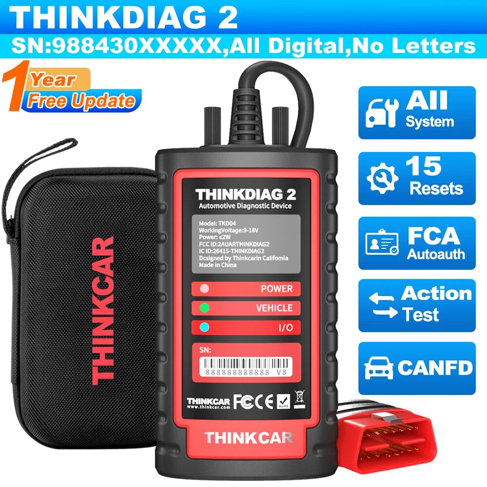 THINKCAR Thinkdiag 2 Ediag Plus Автомобильный инструмент сканер OBD2 CAN FD двухнаправленный 15 сбросов все системный диагностический инструмент кодирование ECU