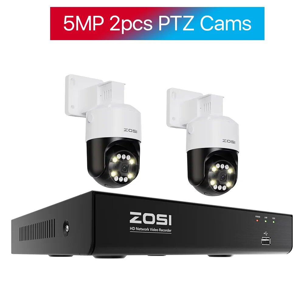 Система видеонаблюдения ZOSI 8MP 5MP Spotlight PoE с распознаванием людей/транспорта 8-портовый 16-канальный 4K NVR комплект видеокамер CCTV для высококачественной безопасности