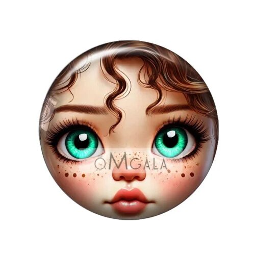 Стеклянные кабошоны «Мордочки матрешек» OMGALA, 10 шт, 8-40 мм 14 мм, B 10pcs