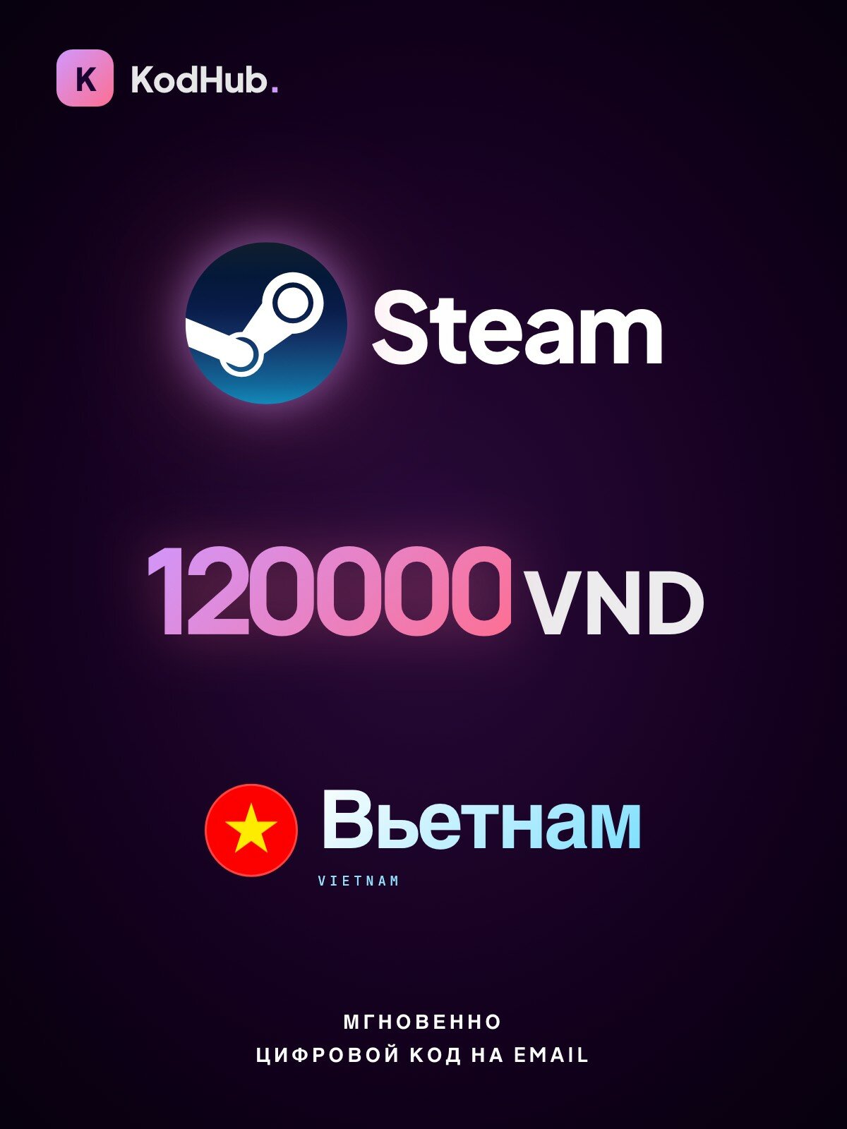 Пополнение Steam Wallet Вьетнам 120000 донгов (VND) | баланс Steam, игры, DLC | Цифровой код