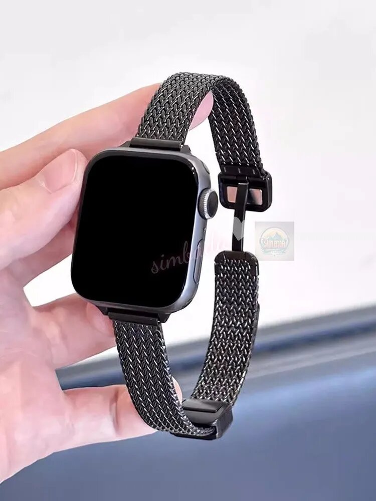 Ремешок для Apple Watch с магнитной застежкой "Пшеничный колос"S10/S9/S8/S7/S6/SE тонкий браслет унисекс - элитный аксессуар для делового стиля