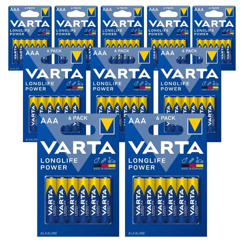Батарейки ААА VARTA LongLife Power мизинчиковые батарейки алкалиновые 60 шт