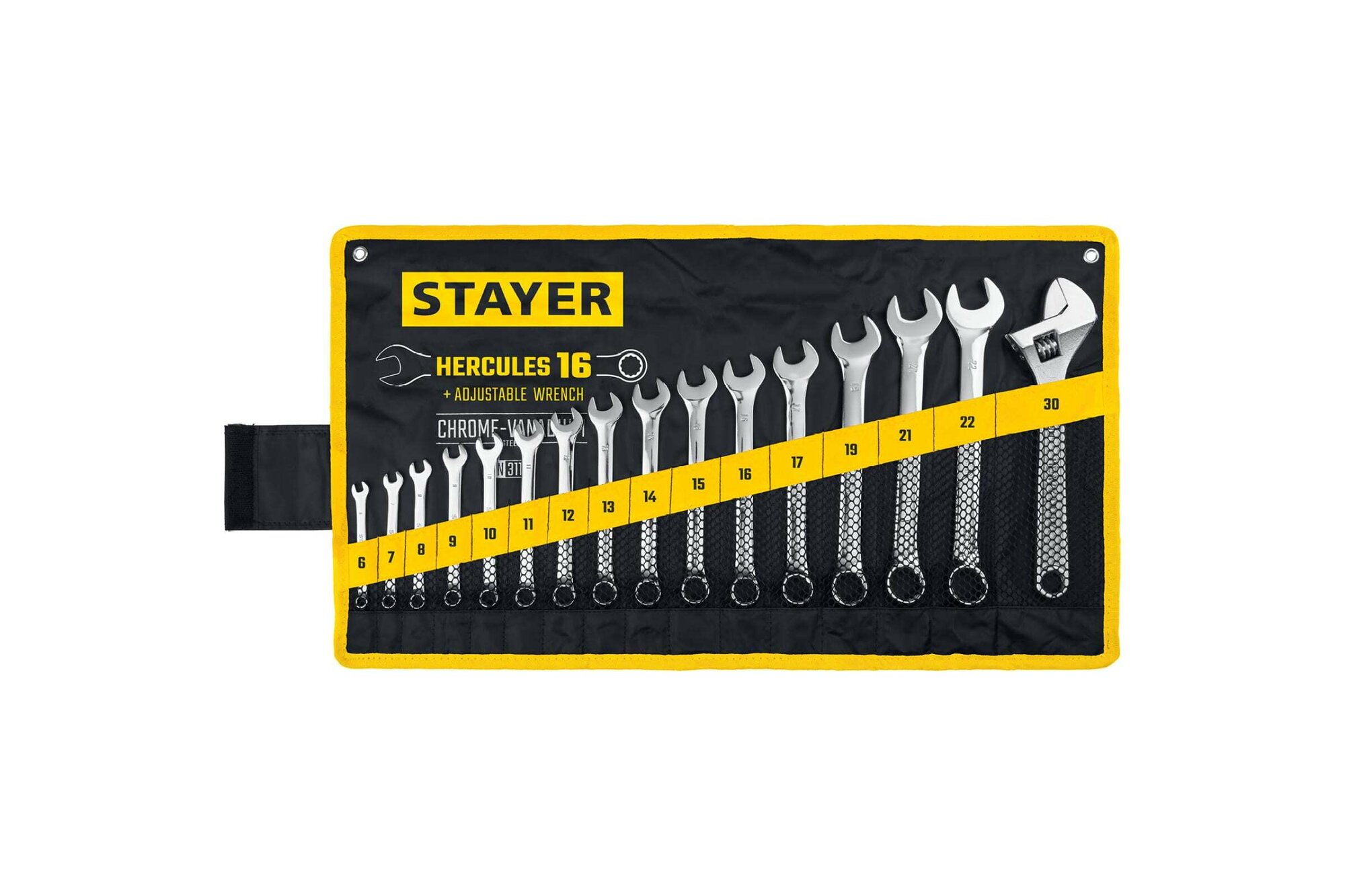 STAYER HERCULES, 16 шт, 6 - 30 мм, набор комбинированных и разводных гаечных ключей, Professional (27092-H16)