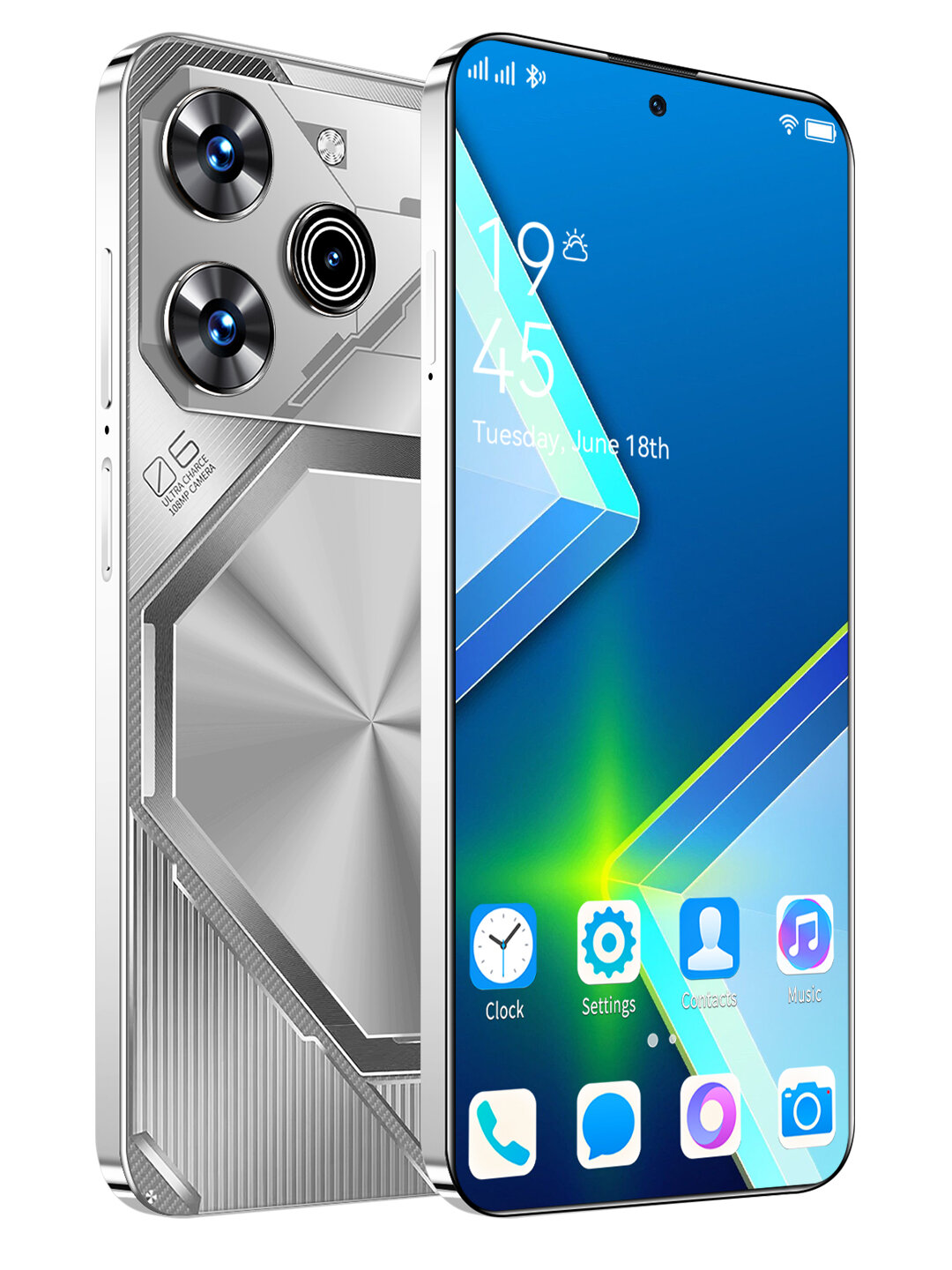 Новый смартфон POAV 6 Pro (2026) Android 14 16GB RAM+1024GB ROM 8000 мАч Wi-Fi+5G google, Серебристый