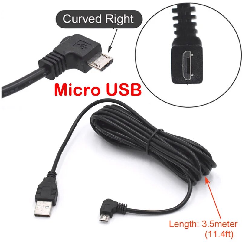 Micro USB кабель, 3.5м, Curved Right