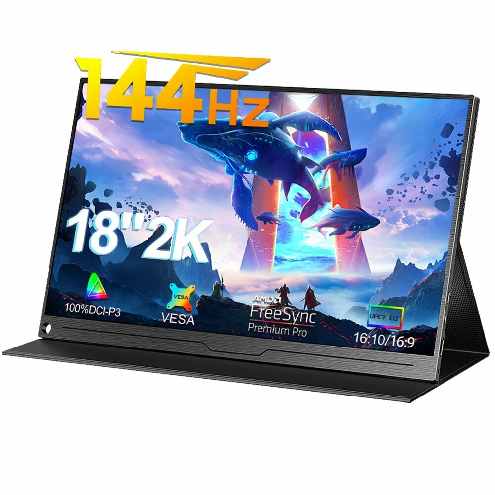 UPERFECT UGame B118 Портативный монитор с 100% DCI-P3, 2K, FreeSync, 144Hz Gaming Display с HDR для Switch, Steam Deck, PS4/5, XBOX ONE