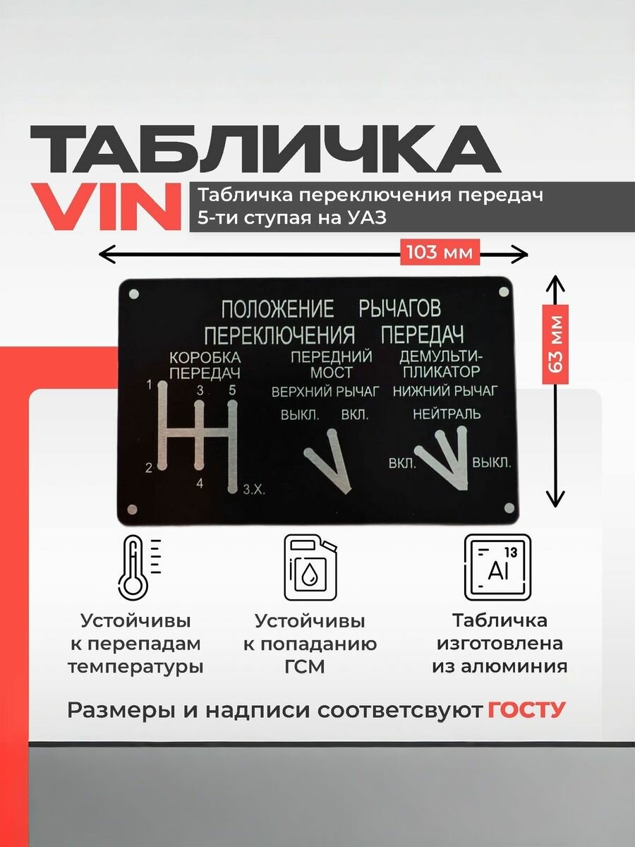 Табличка Переключения передач 5-ти ступая на УАЗ