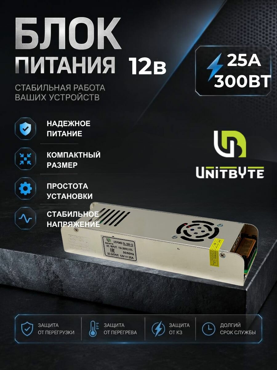 Блок питания SL/12V/300W/25,0A/IP20