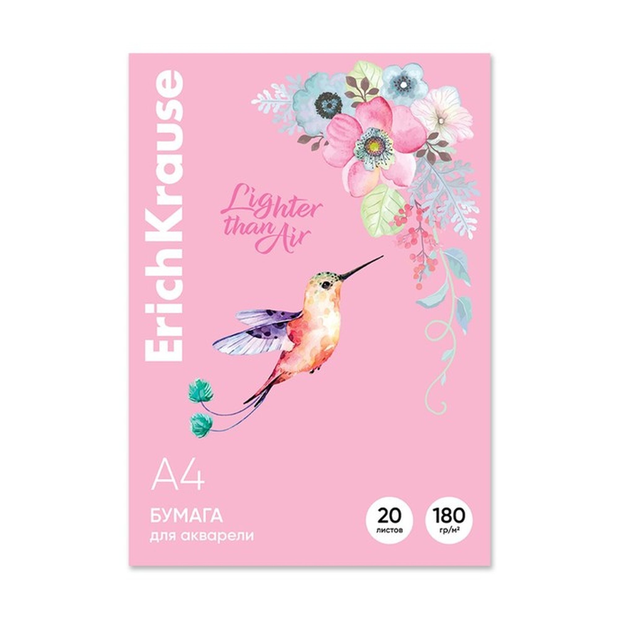 Папка для акварели А4 20л 180г/м2 ErichKrause Колибри 10321478