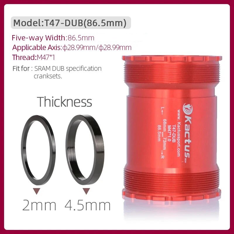 KACTUS T47-DUB BB Красный 86.5мм SRAM