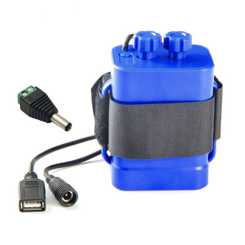 Водонепроницаемый кейс для 6x18650 батарей 12V USB для велосипедного LED, Синий