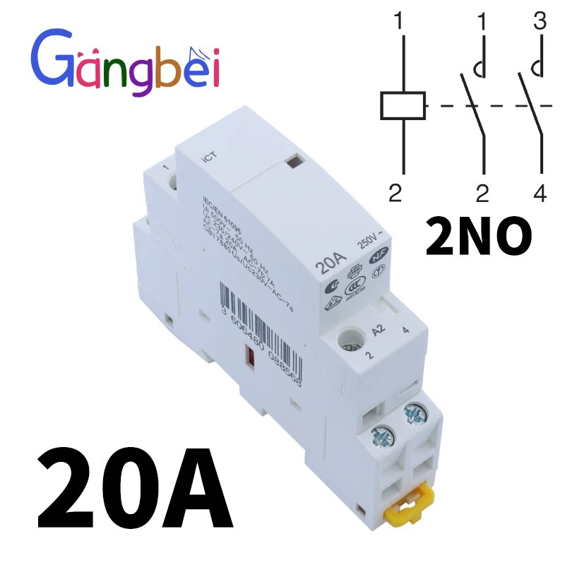 Модульный бытовой контактор Gangbei iCT 220В iCT20A 2NO