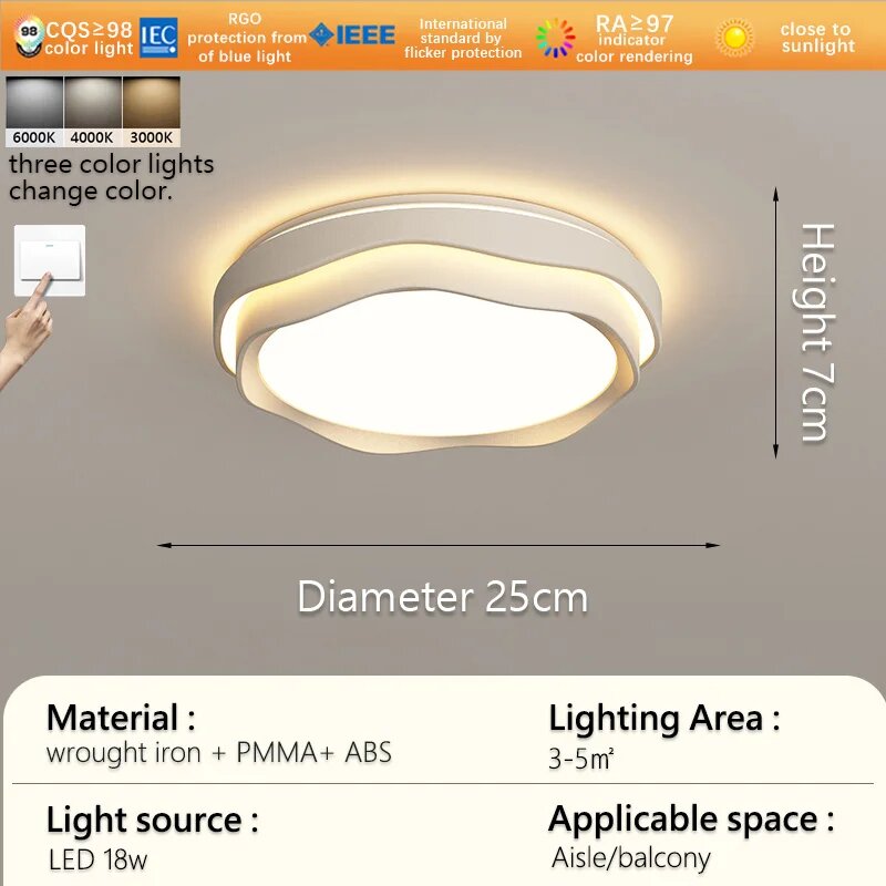 Потолочный светильник белый 25см, LED 18W