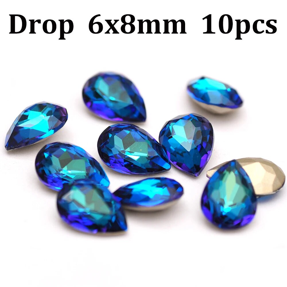 Стразы Drop 6x8mm синие 10шт