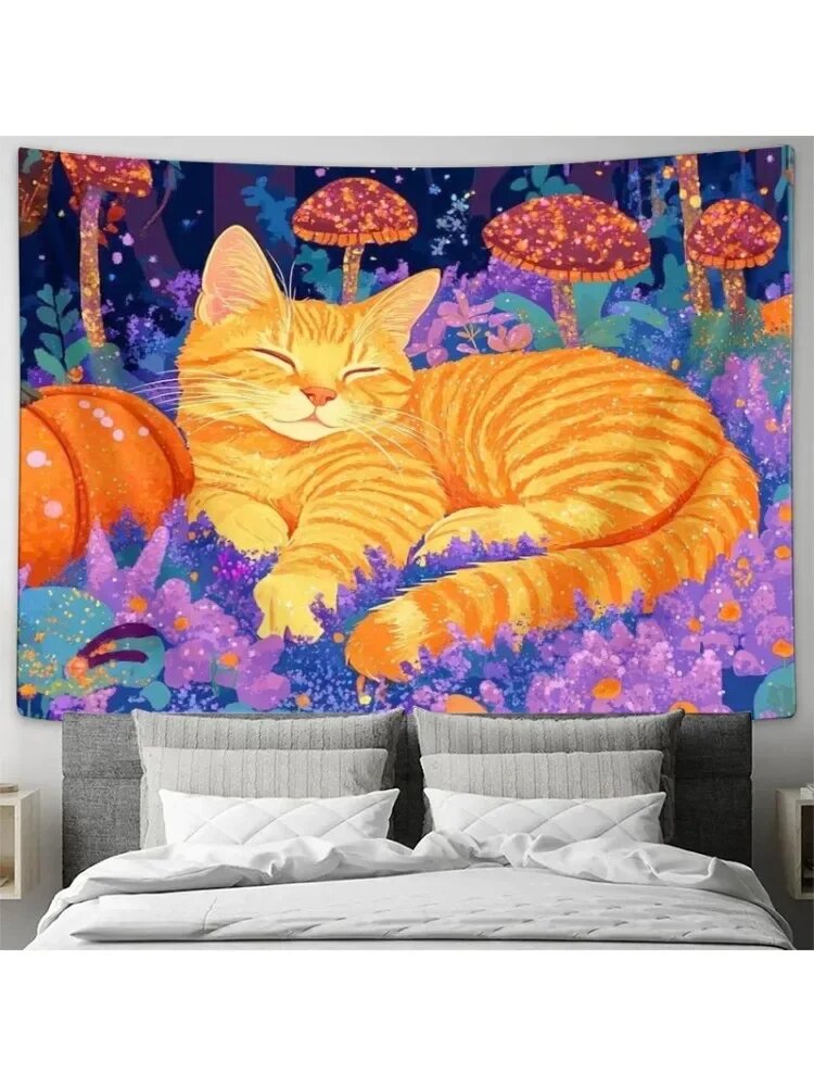 Гобелен VIKAMA с оранжевым котом 73x95cm(2.4x3.1FT