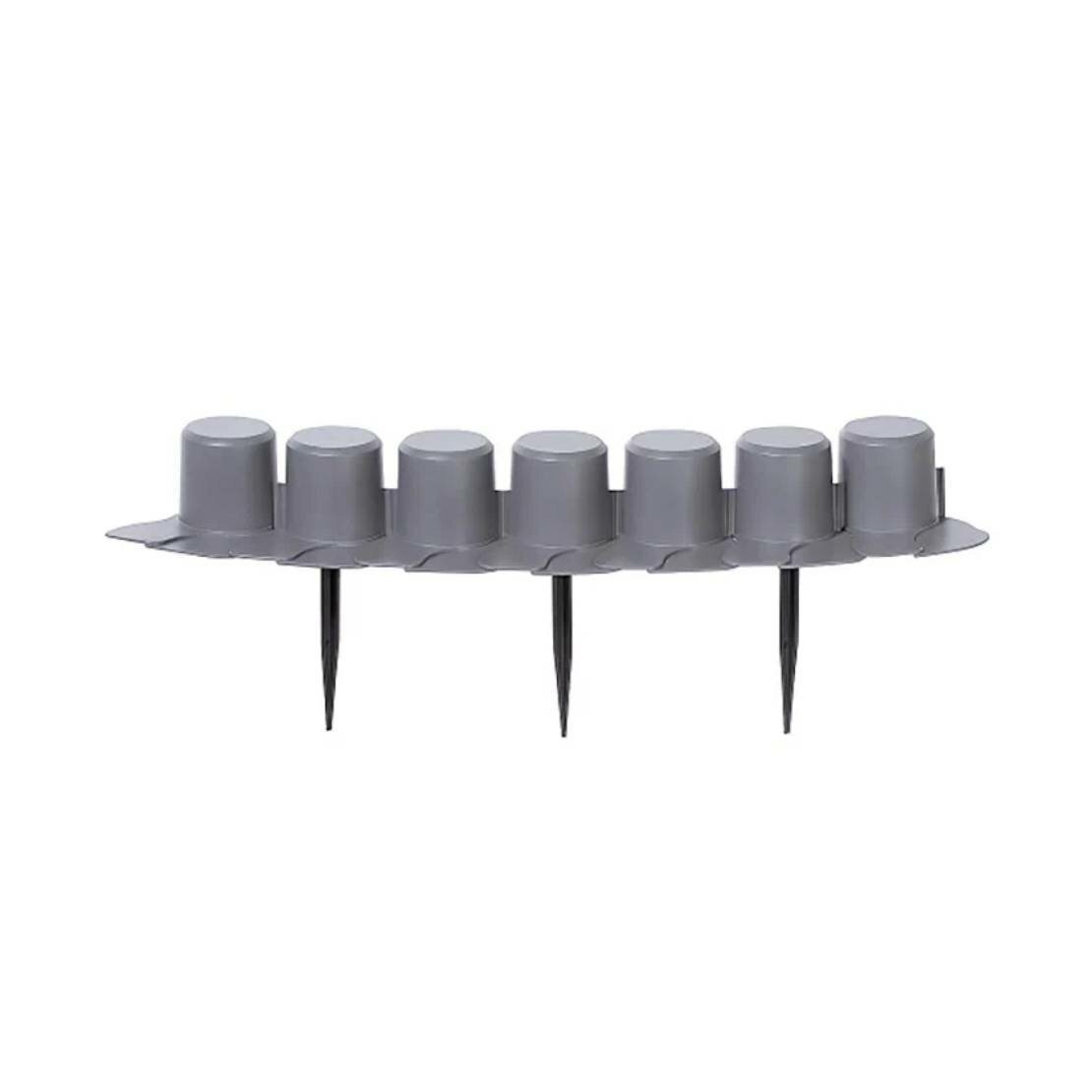 Садовый бордюр Prosperplast Palisada IPAL7-S443 с фланцем для газонокосилки, 8 секций, полипропилен, серый