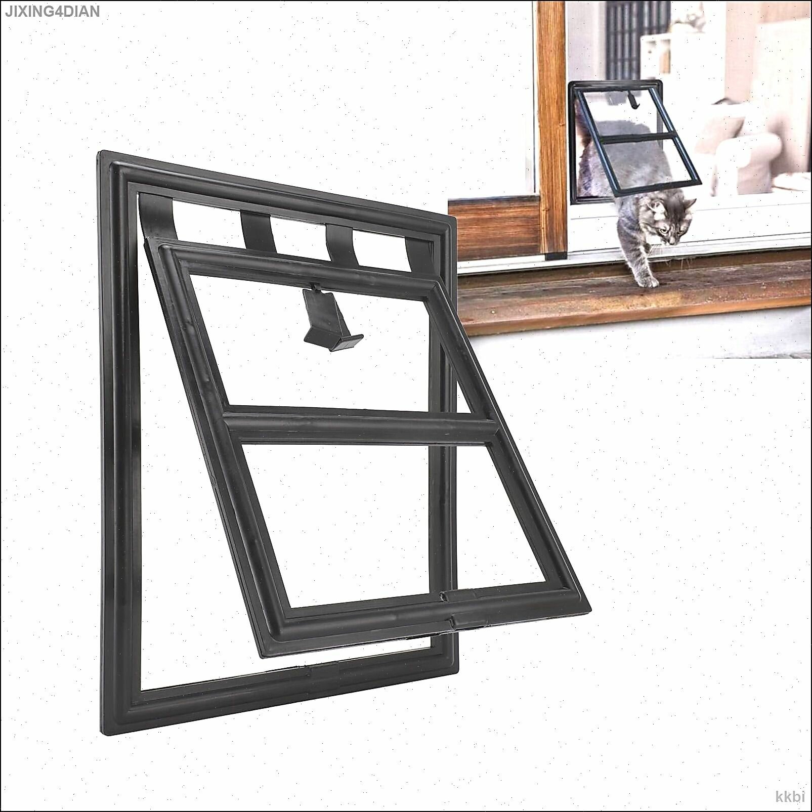 Дверца для кошек и собак на москитную сетку, черный, 29x24 см, пластик, ABS