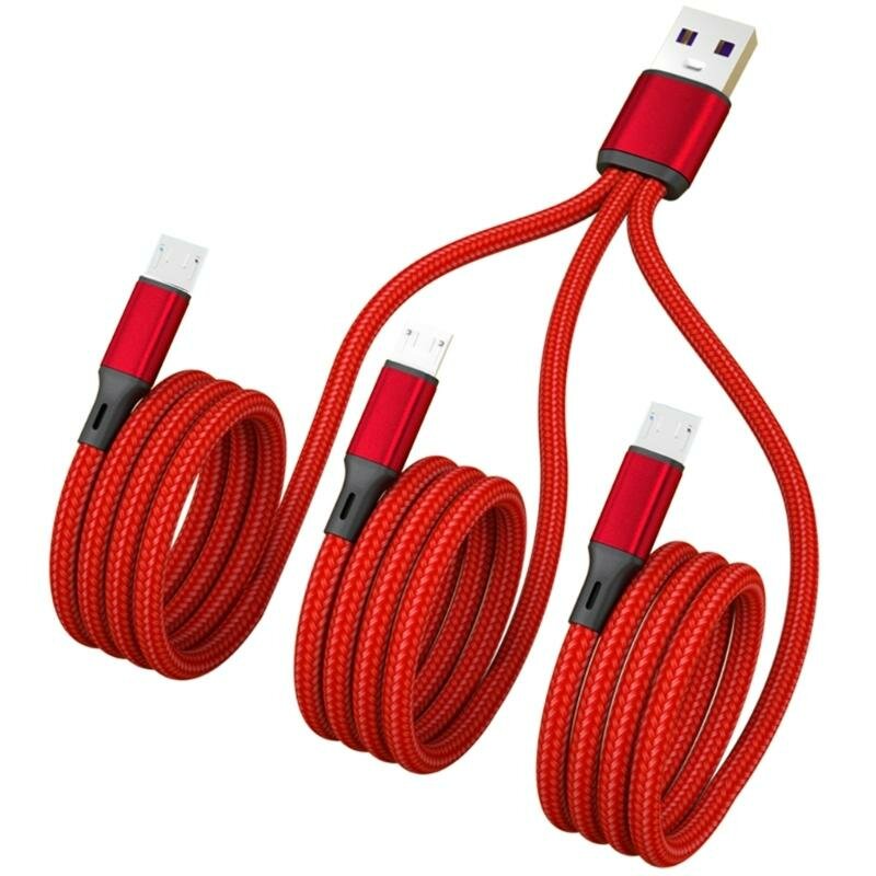 USB-кабель зарядки USB 2.0 (M) – 3 Micro USB (M), красный - 120cm