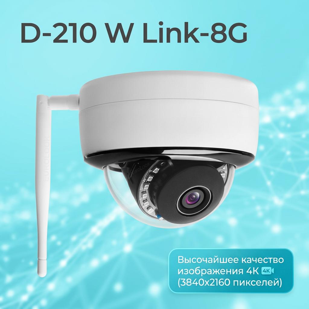 Купольная Wi-Fi IP камера 4K (8Mp) D-210 W Link-8G с микрофоном