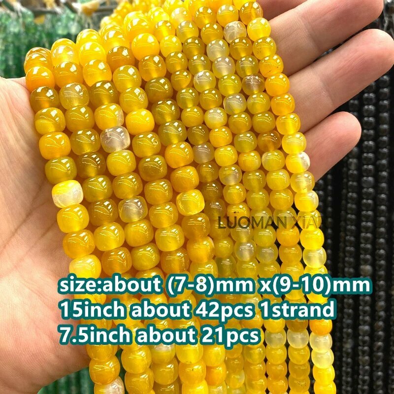 Бусины LUOMAN XIARI из агата 6-8 мм, светло-зелёный, about 18cm 1strand, 8-10mm lace yellow