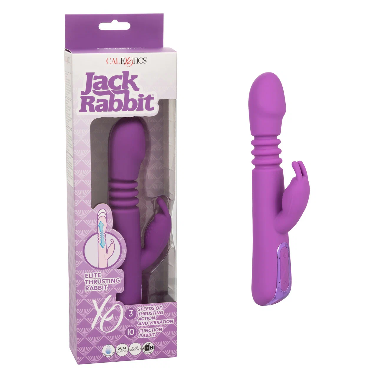 Вибратор-кролик Jack Rabbit Elite Thrusting Rabbit, с функцией пенетрации, 23.5 см, 10 режимов, силикон, фиолетовый