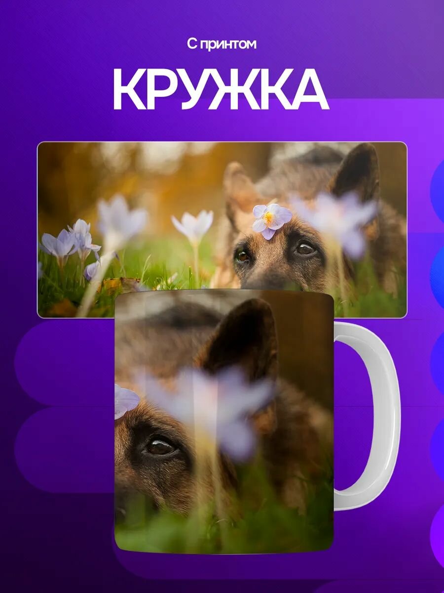 Милая Кружка с рисунком овчарка