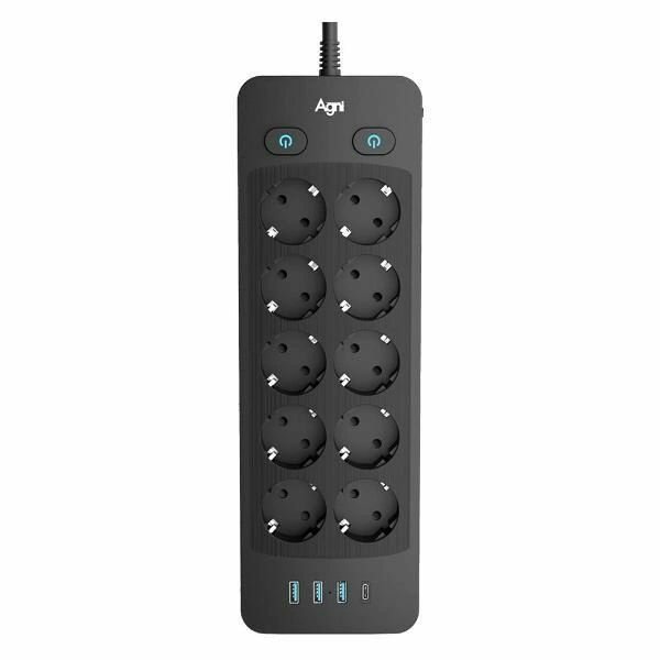 Сетевой фильтр AGNI TP-FO4U10E-С-5m-black