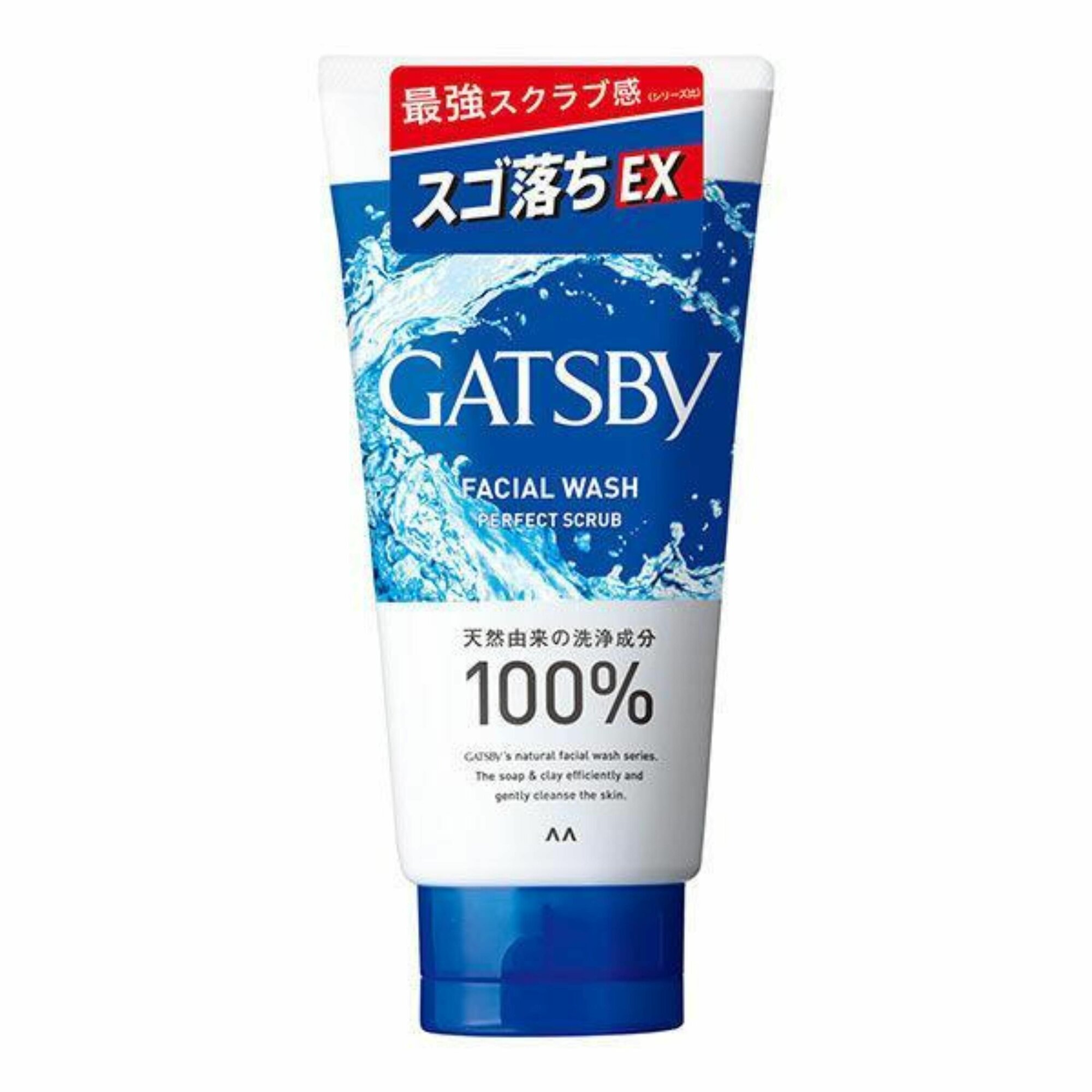 Mandom Мужская скрабирующая крем-пенка "Mens Gatsby Perfect Scrub" для умывания и смягчения склонной к шелушению кожи (с суперохлаждающим эффектом) 130 г