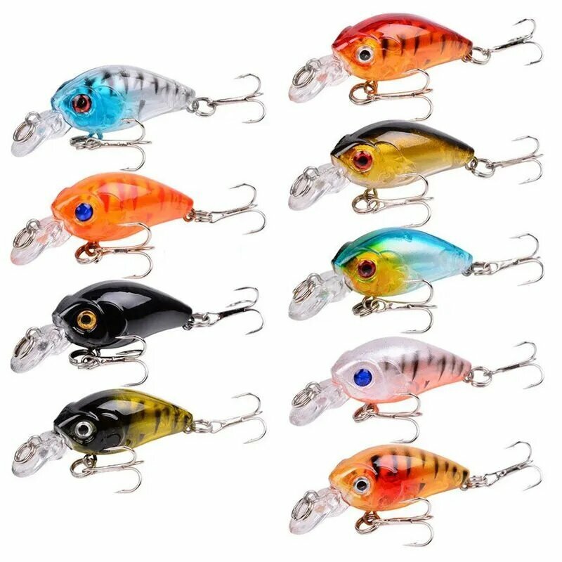 9 шт. Микро Кренкбейты CR0002A-I Плавающие рыболовные приманки Topwater Hard Wobbler Mini Bait 4,5 см-3,5 г