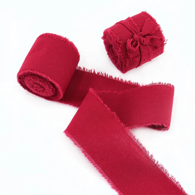 Лента из хлопка с рваными краями Красный, 1, 3pc 5yards