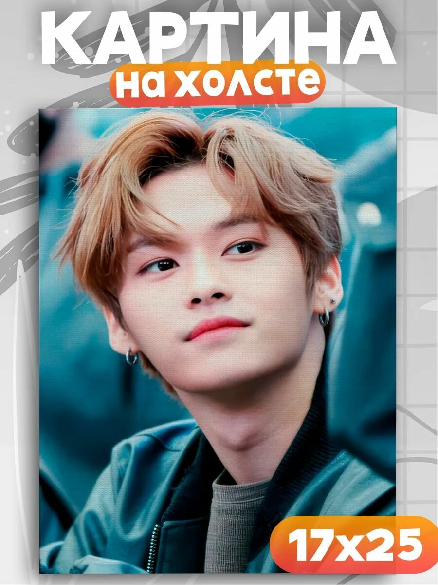 Картина на стену Ли Минхо Stray kids кпоп, на подрамнике, 1шт, 25х17 размер.