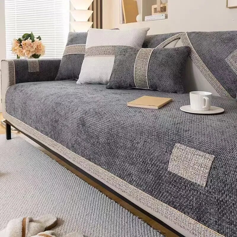 Чехол на мебель для дивана 50x30 см из микрошенилла, темно-серый