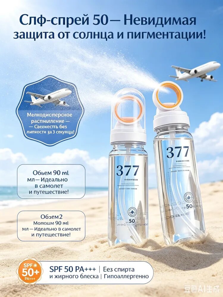 Спф спрей солнцезащитный для лица и тела SPF 50 санскрин для тела