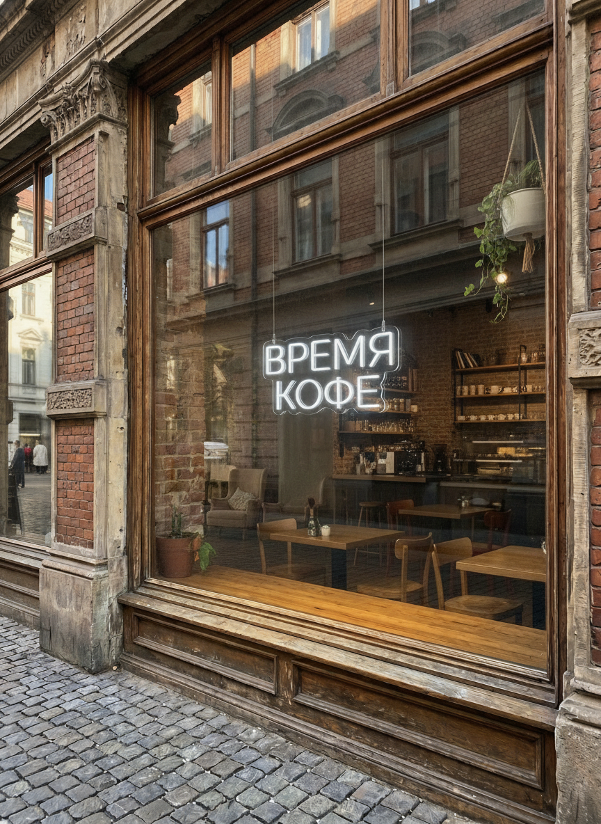 Неоновая вывеска "время кофе" 60х30см, неоновая надпись, LED светильник для кофейни