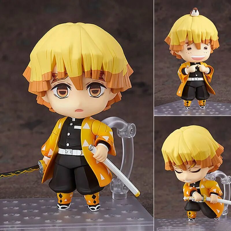 Фигурка Агацума Дзеницу (Agatsuma Zenitsu) из аниме "Клинок, рассекающий демонов", Good Smile Company, Nendoroid 1334, 10 см, шарнирная кукла с мечом и эффектами дыхания грома
