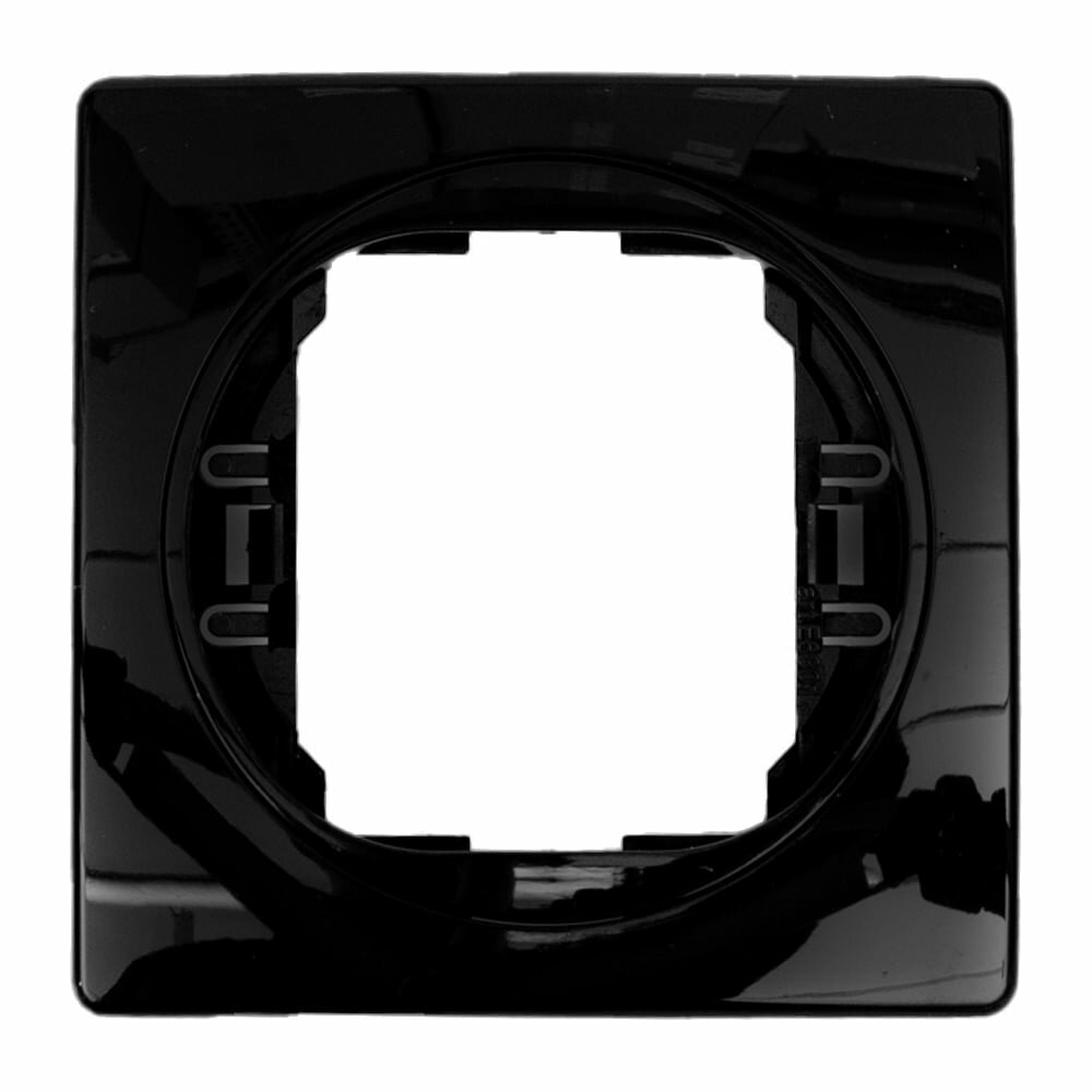 1-местная рамка Aling-Conel EON 80x80 мм, черная с черной вставкой E6801. EE
