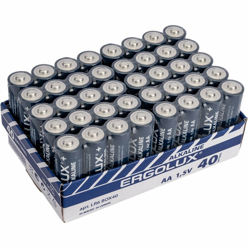 Батарейка Ergolux LR6 Alkaline BOX40 (промо, LR6 BOX40,1.5В) 14673